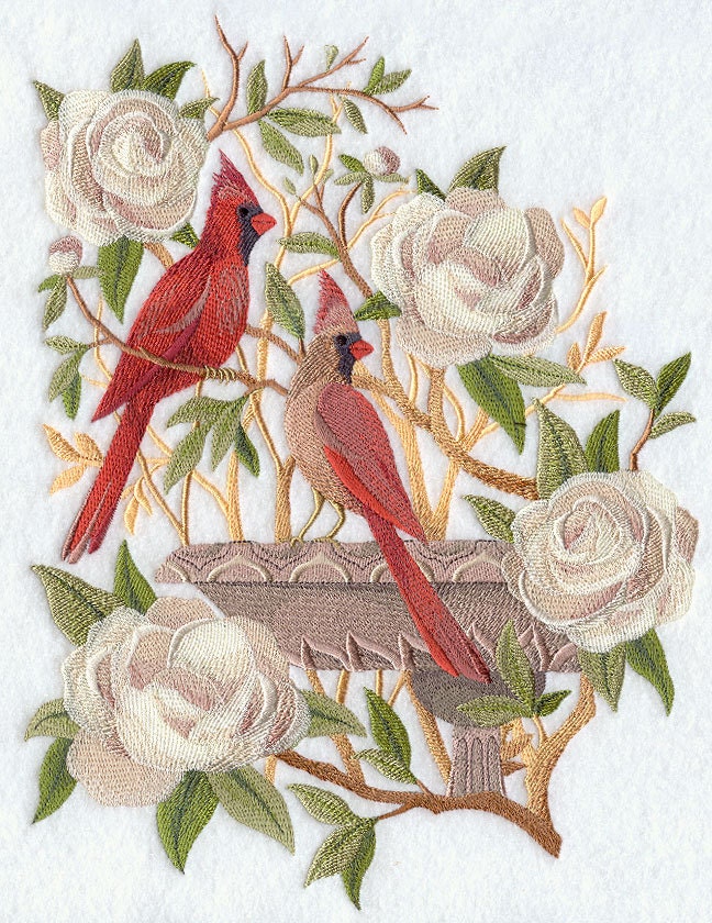 CARDINAL DELIGHT Machine Embroidered Quilt Blocks azeb | Etsy