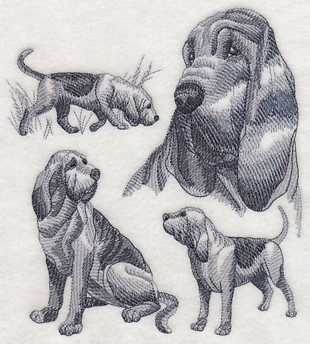 BLOODHOUND SKETCH- Machine Embroidery Quilt Blocks (azeb) - Etsy