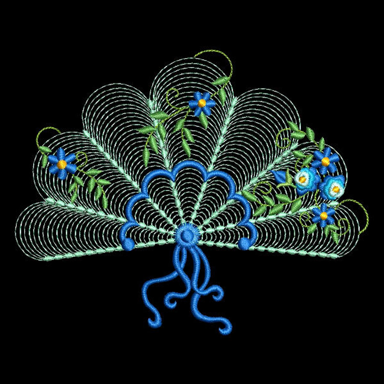 VICTORIAN FANS 6inch 10 Machine Embroidery Design Instant - Etsy