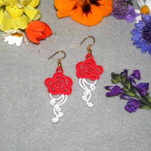 FSL SPRING FLOWER Earrings (2 Inch) (free Standing Lace)- 10 Machine ...