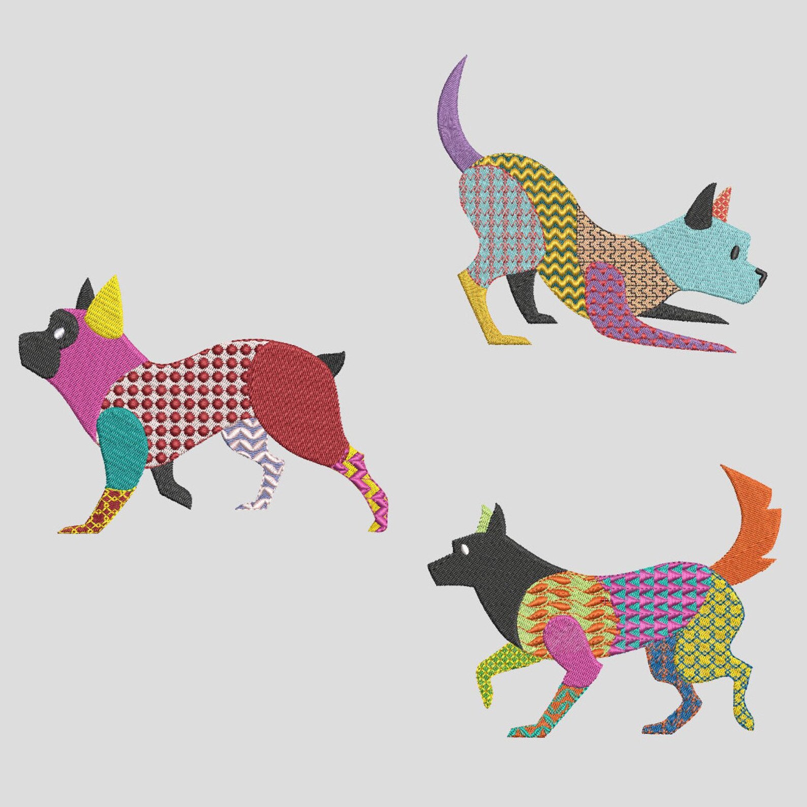 PATCHWORK DOGS 4inch 10 Machine Embroidery Designs Instant | Etsy