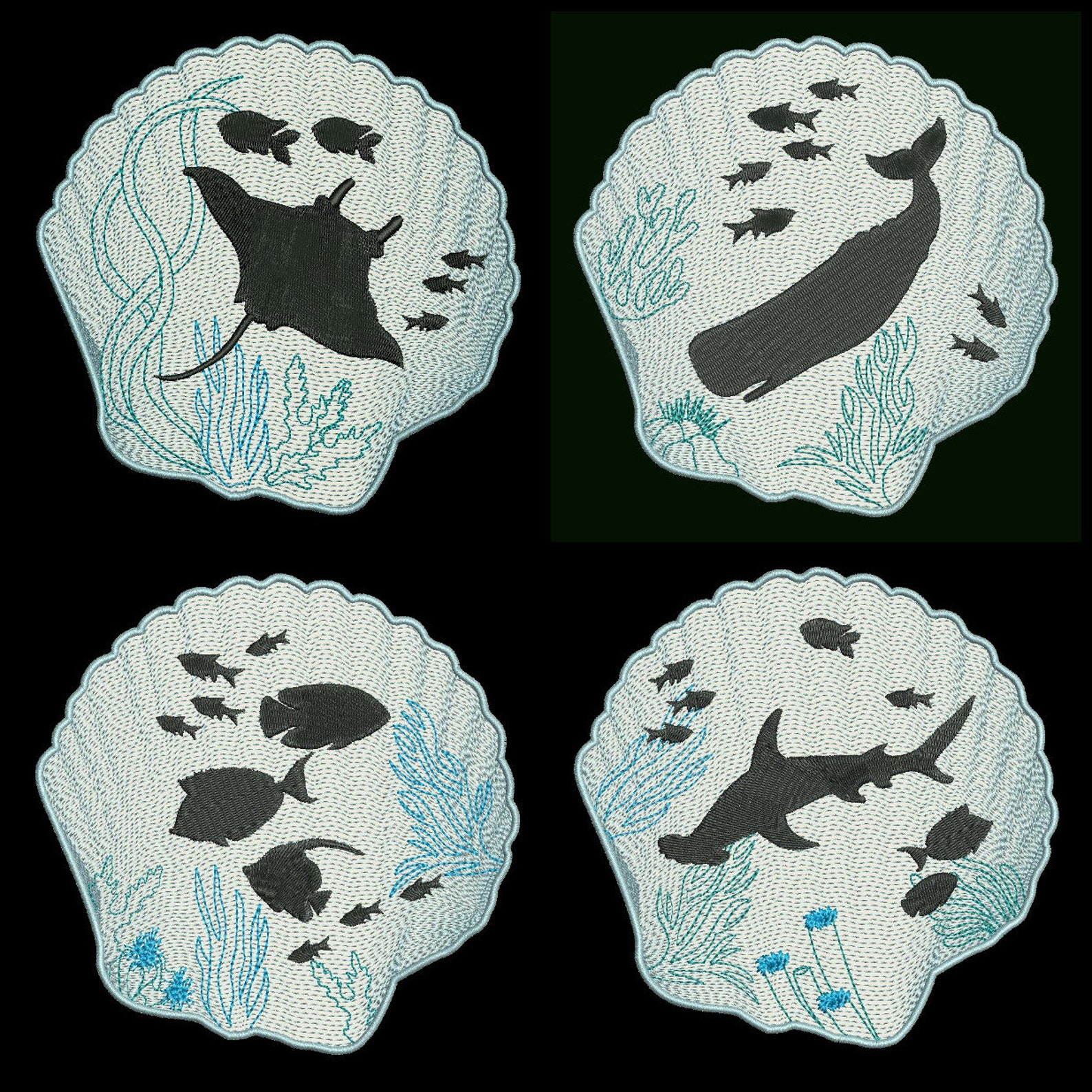 OCEAN SILHOUETTES 5inch 10 Machine Embroidery Designs - Etsy