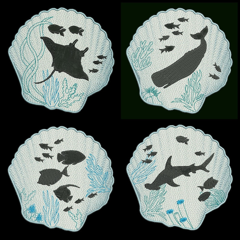 OCEAN SILHOUETTES 5inch 10 Machine Embroidery Designs - Etsy