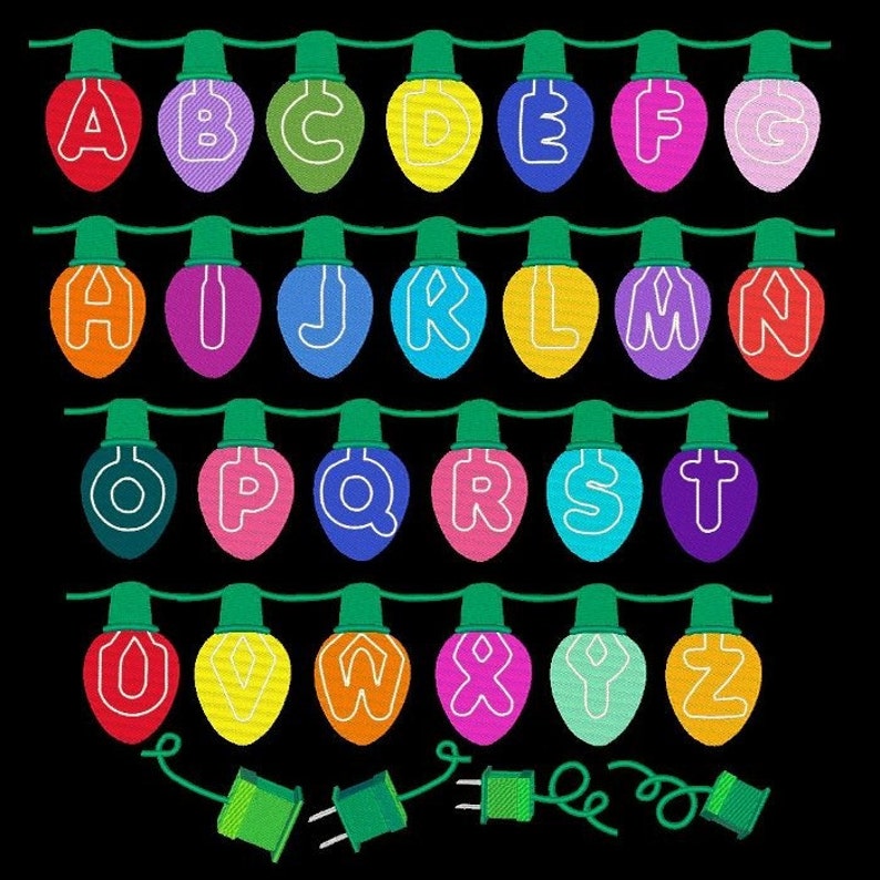 HOLIDAY LIGHTS 80 Machine Embroidery Font Designs Instant - Etsy
