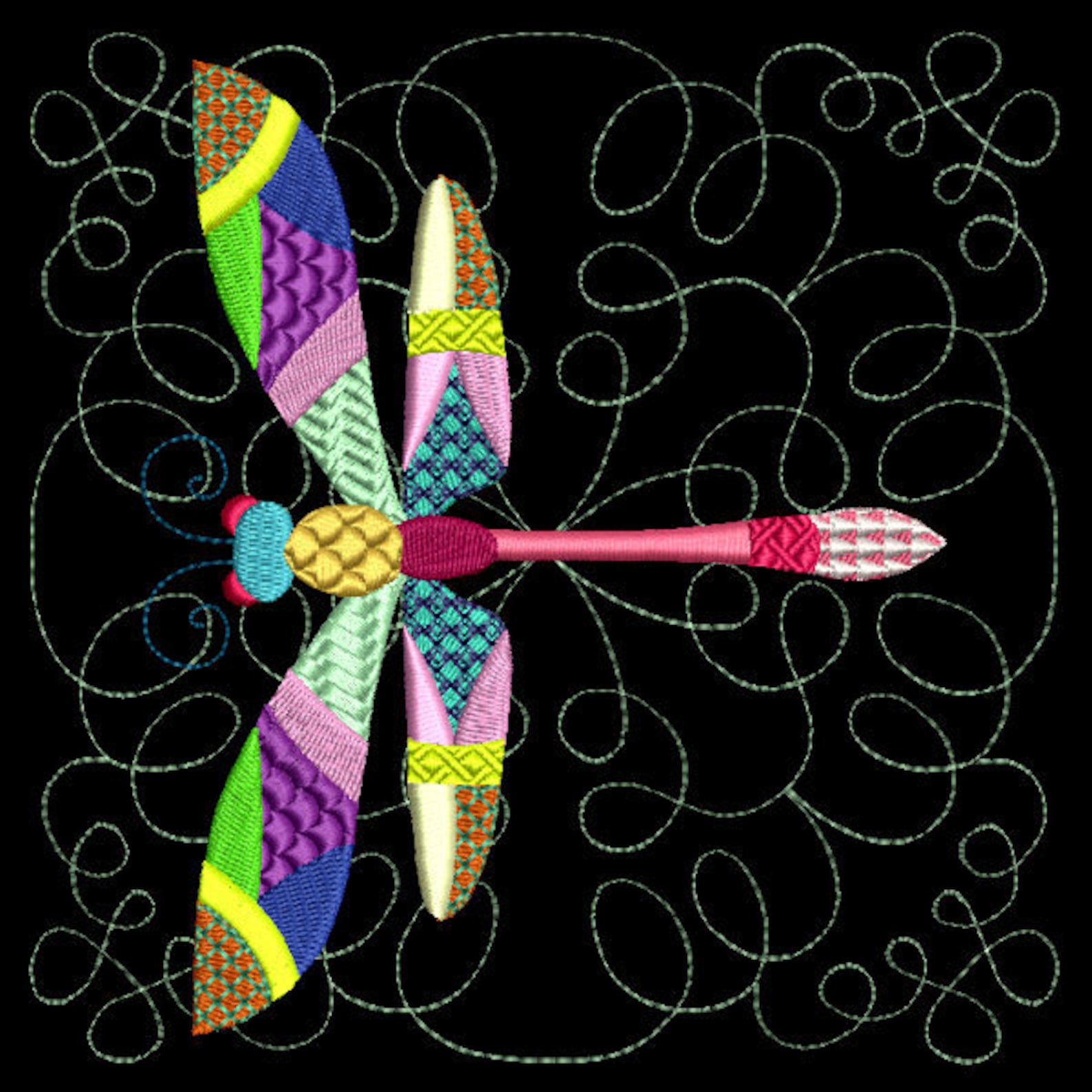 PATCHWORK DRAGONFLIES (5inch) - 24 Machine Embroidery Designs Instant ...