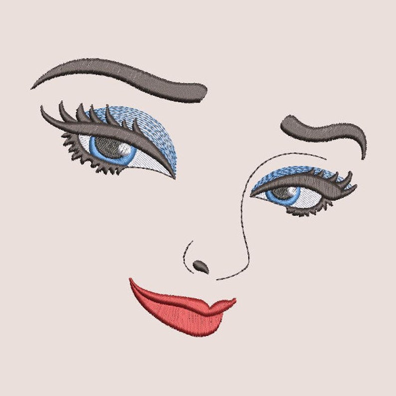 FABULOUS FACES (4inch) - 10 Machine Embroidery Designs Instant Download ...