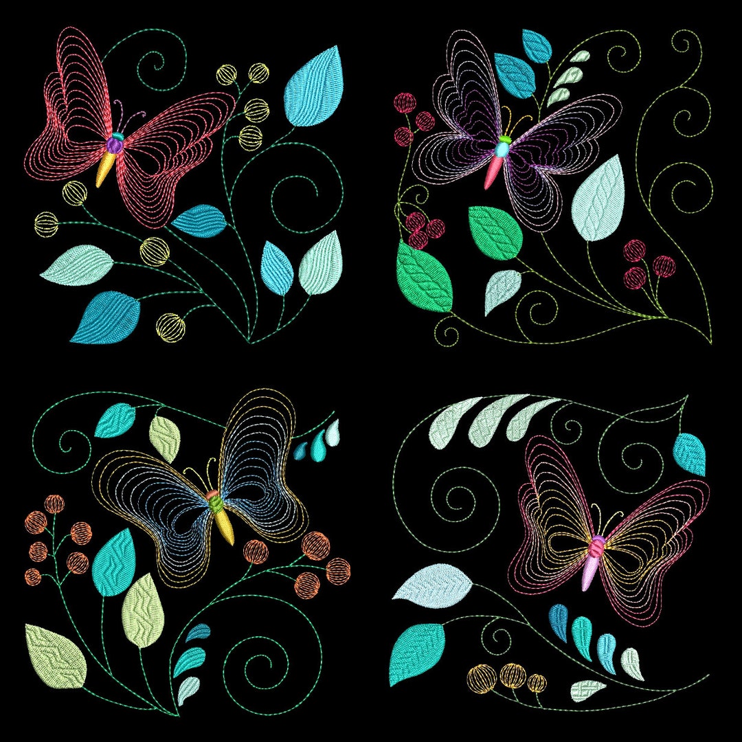 LIGHT & AIRY FLUTTERBYS (4inch) - 10 Machine Embroidery Designs Instant ...