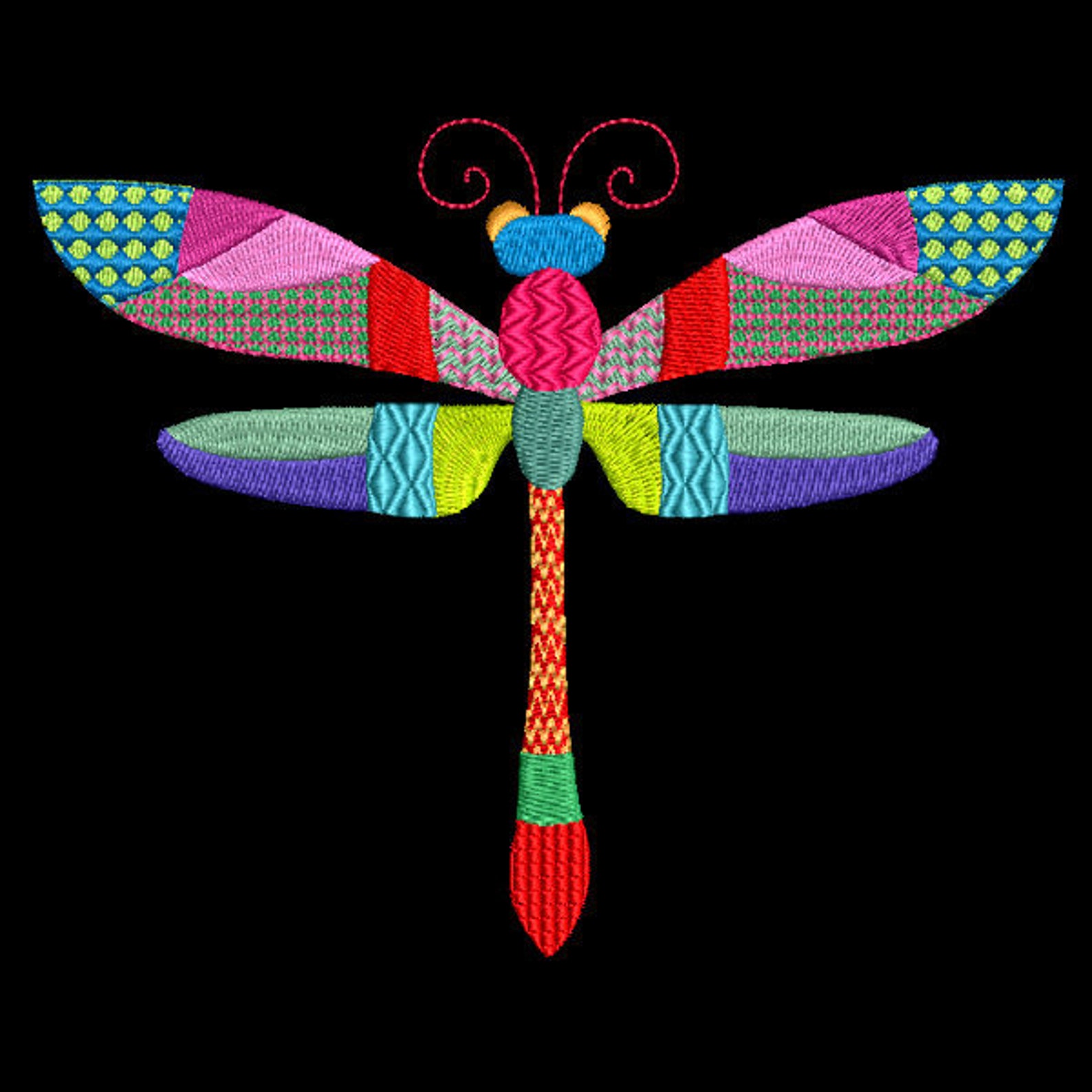 PATCHWORK DRAGONFLIES (5inch) - 24 Machine Embroidery Designs Instant ...