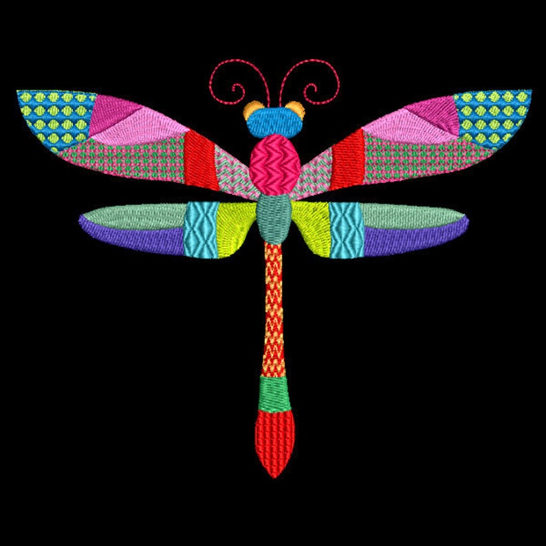 PATCHWORK DRAGONFLIES (5inch) - 24 Machine Embroidery Designs Instant ...