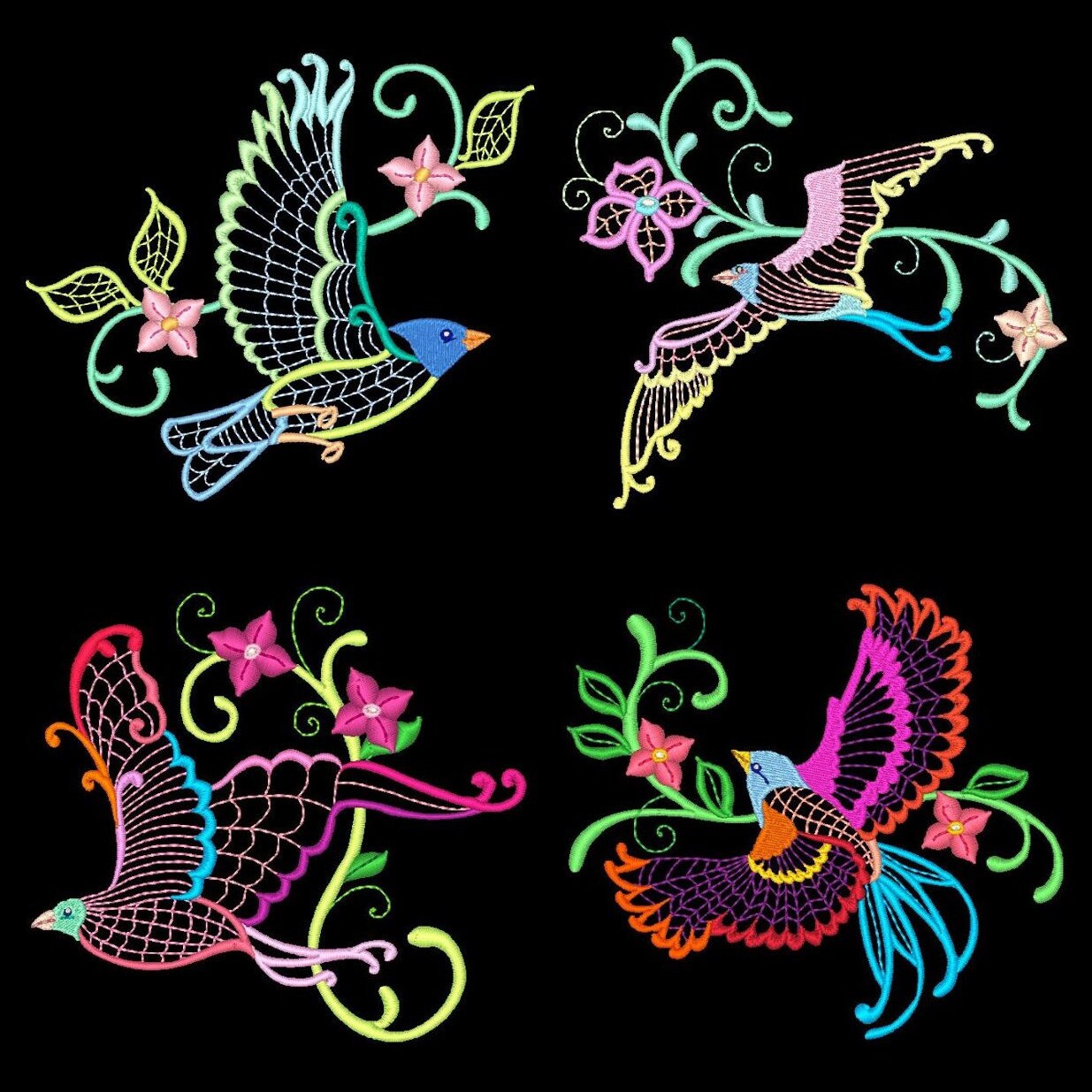LACE BIRDS 5inch 10 Machine Embroidery Designs Instant - Etsy