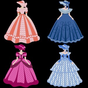 BEAUTIFUL FANCY LADIES (4inch) - 12 Machine Embroidery Designs Instant ...
