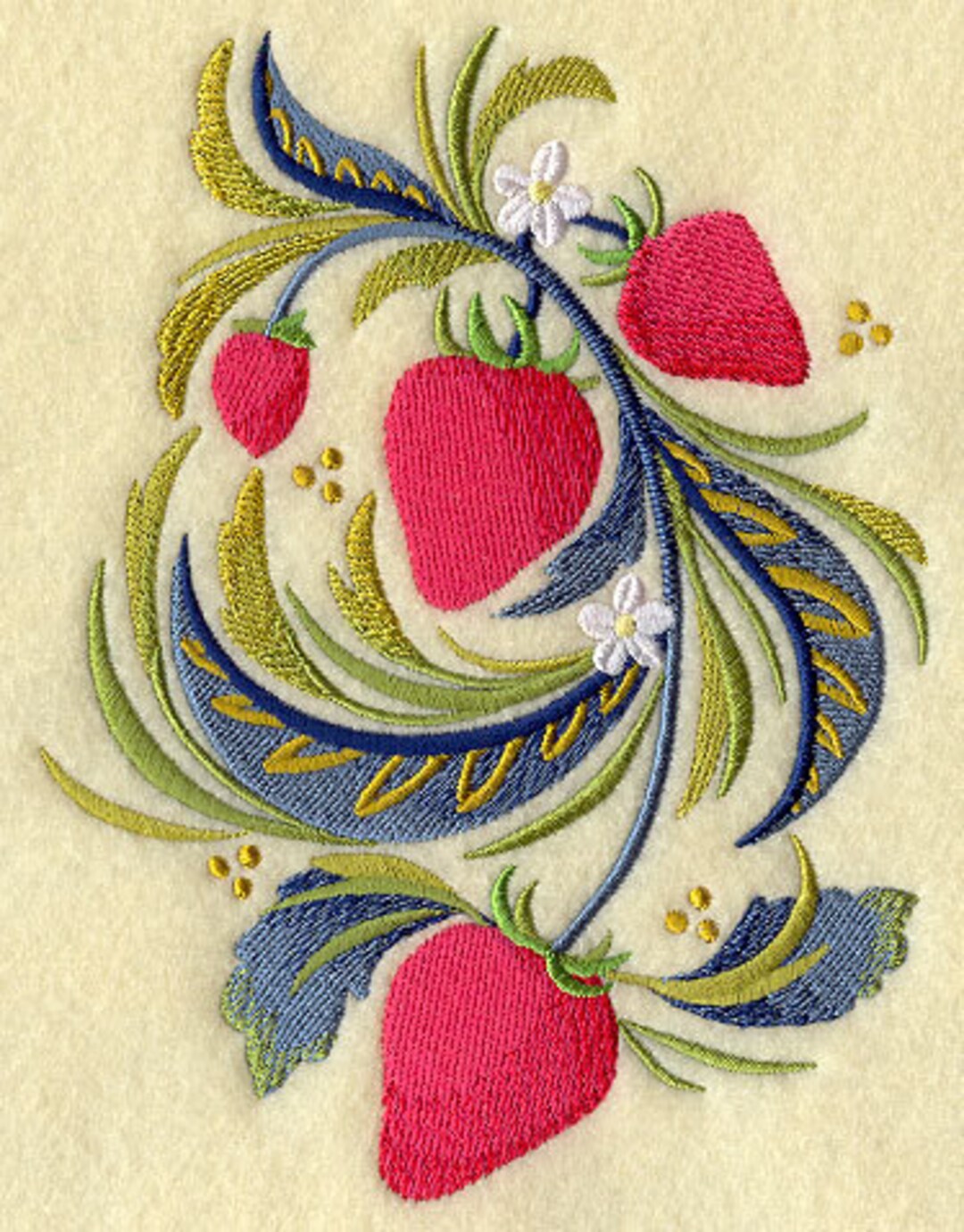 RUSSIAN FOLK FRUIT - Strawberries - Machine Embroidery Quilt Blocks ...