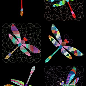 PATCHWORK DRAGONFLIES (5inch) - 24 Machine Embroidery Designs Instant ...