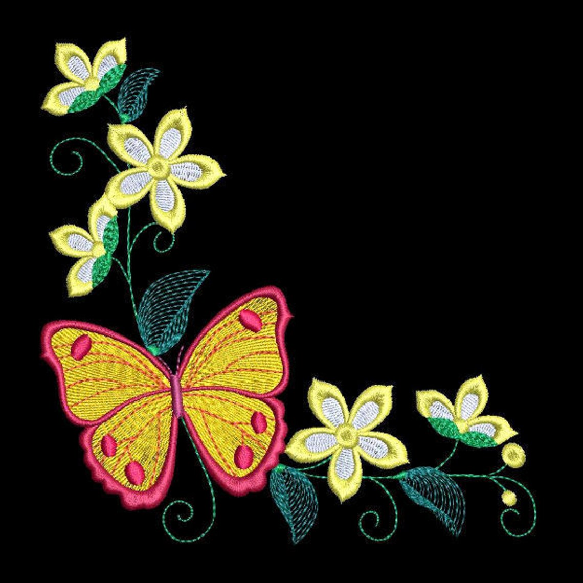 FLUTTERBY CORNERS (6inch) - 10 Machine Embroidery Designs Instant ...