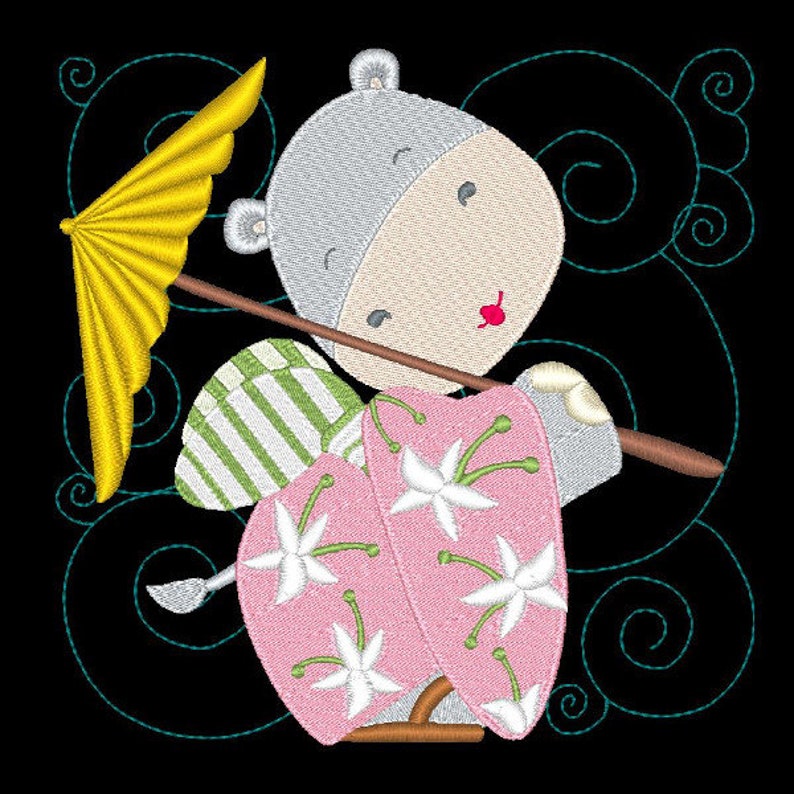 GEISHA ANIMALS 4inch 12 Machine Embroidery Designs Instant | Etsy