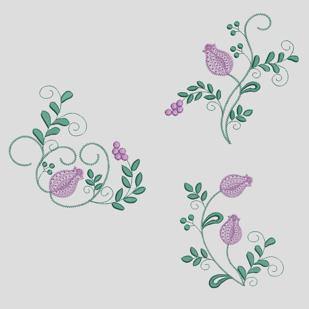 PRETTY FLOWER BUDS (6inch) - 10 Machine Embroidery Designs Instant ...