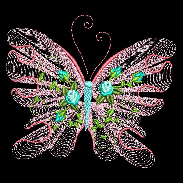 FLUTTERBY LUV #1 (6 Inch Size) - 10 Machine Embroidery Designs Instant ...