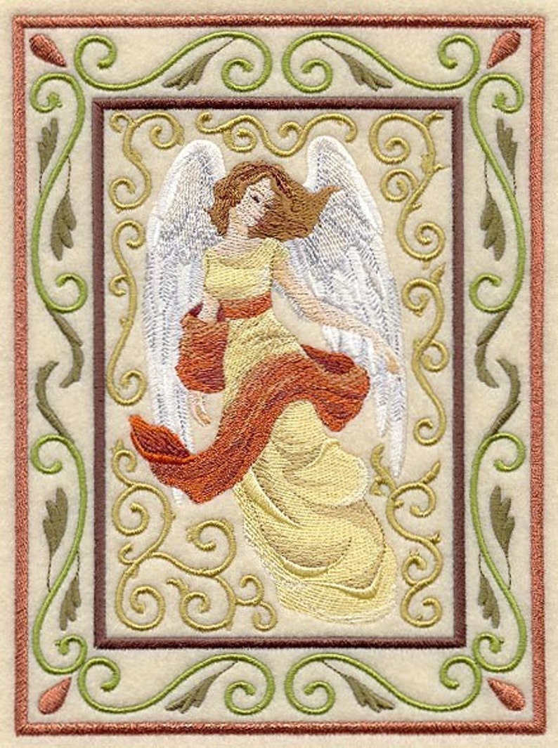 ANGEL WITH SCROLLWORK Machine Embroidery Quilt Block azeb - Etsy