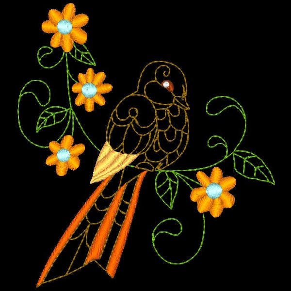 VINTAGE CURLY BIRDS 4inch 10 Machine Embroidery Designs | Etsy
