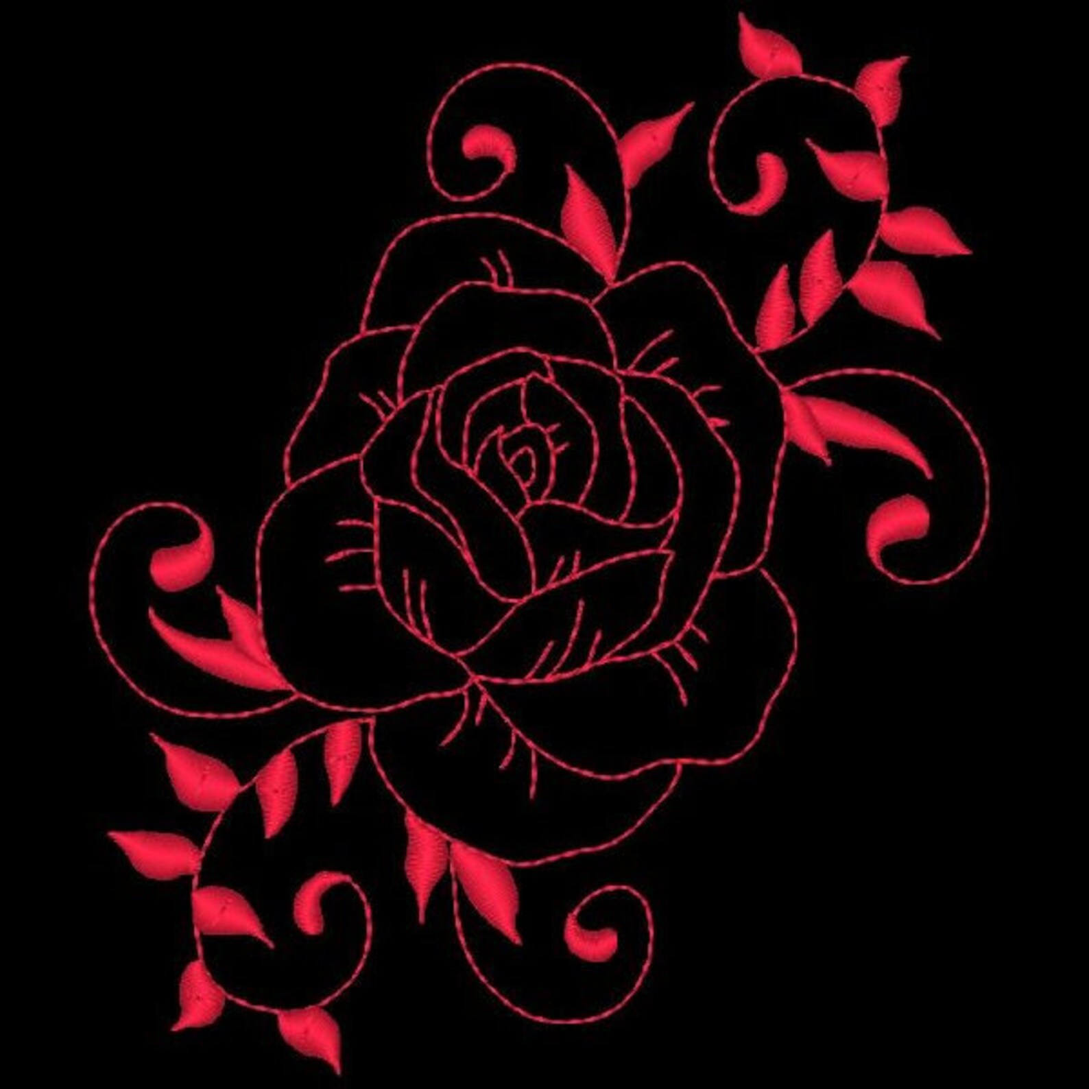 BEAUTIFUL REDWORK ROSES 4inch 10 Machine Embroidery | Etsy