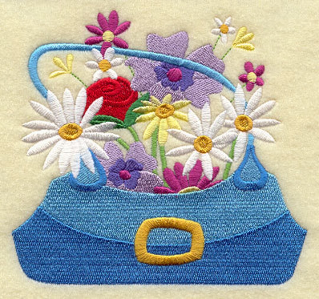 FASHION FLOWER PURSE #1- Machine Embroidered Quilt Block (azeb) - Etsy