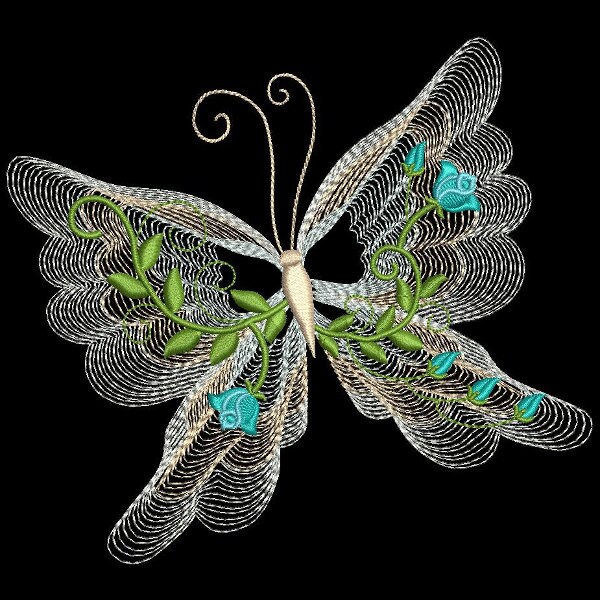 FLUTTERBY LUV #3 (4 Inch Size) Pack- 10 Machine Embroidery Designs ...