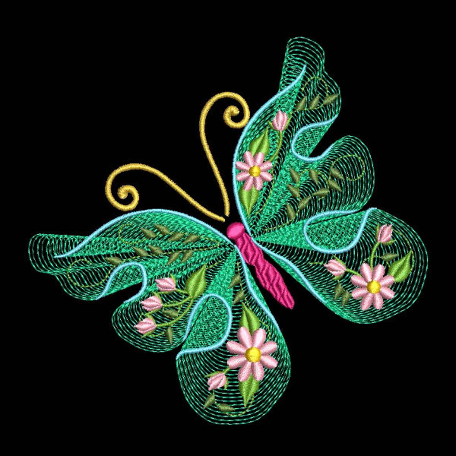 FLUTTERBY LUV #2 (4 Inch)- 10 Machine Embroidery Designs Instant ...