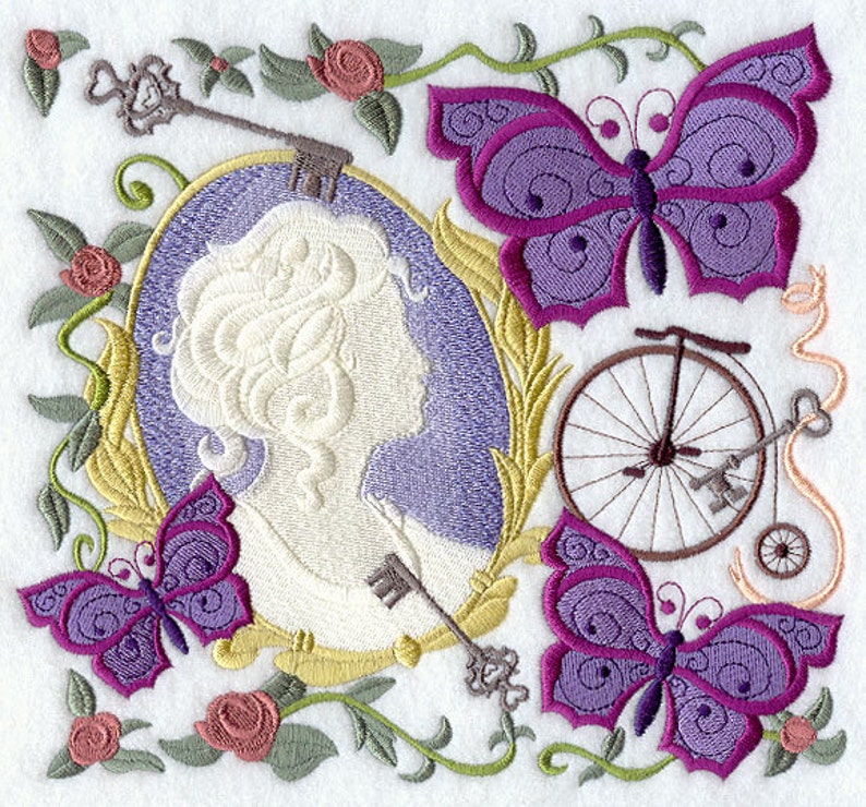 VICTORIAN COLLAGE With CAMEO - Machine Embroidery Quilt Block (azeb) - Etsy