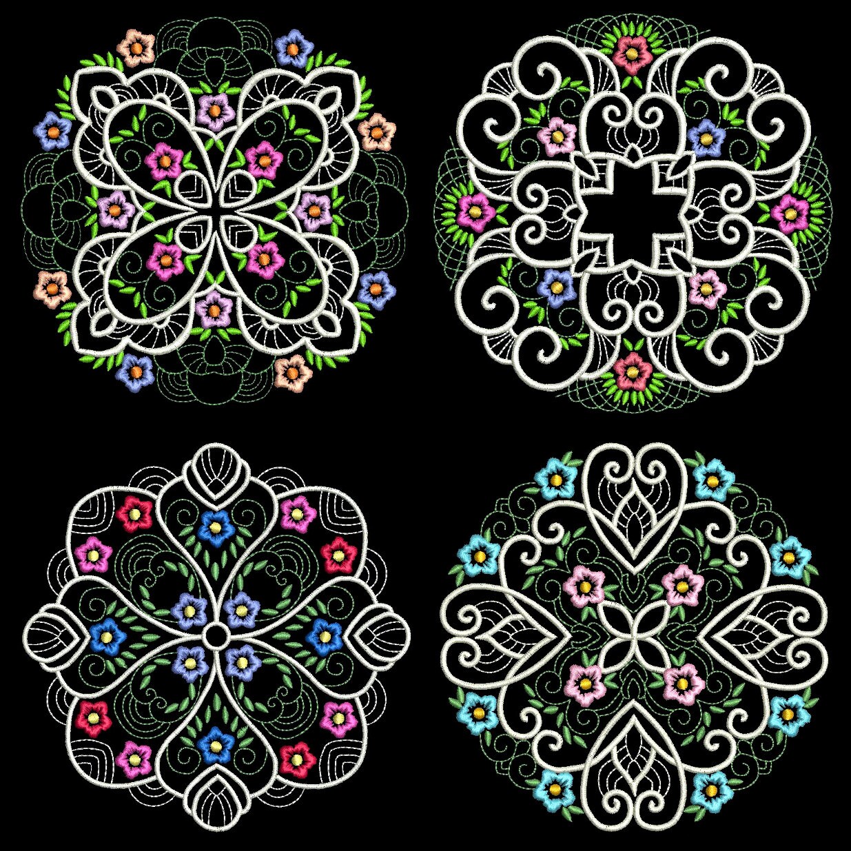 CURLY BAROQUE FLOWERS 4inch 10 Machine Embroidery Designs | Etsy