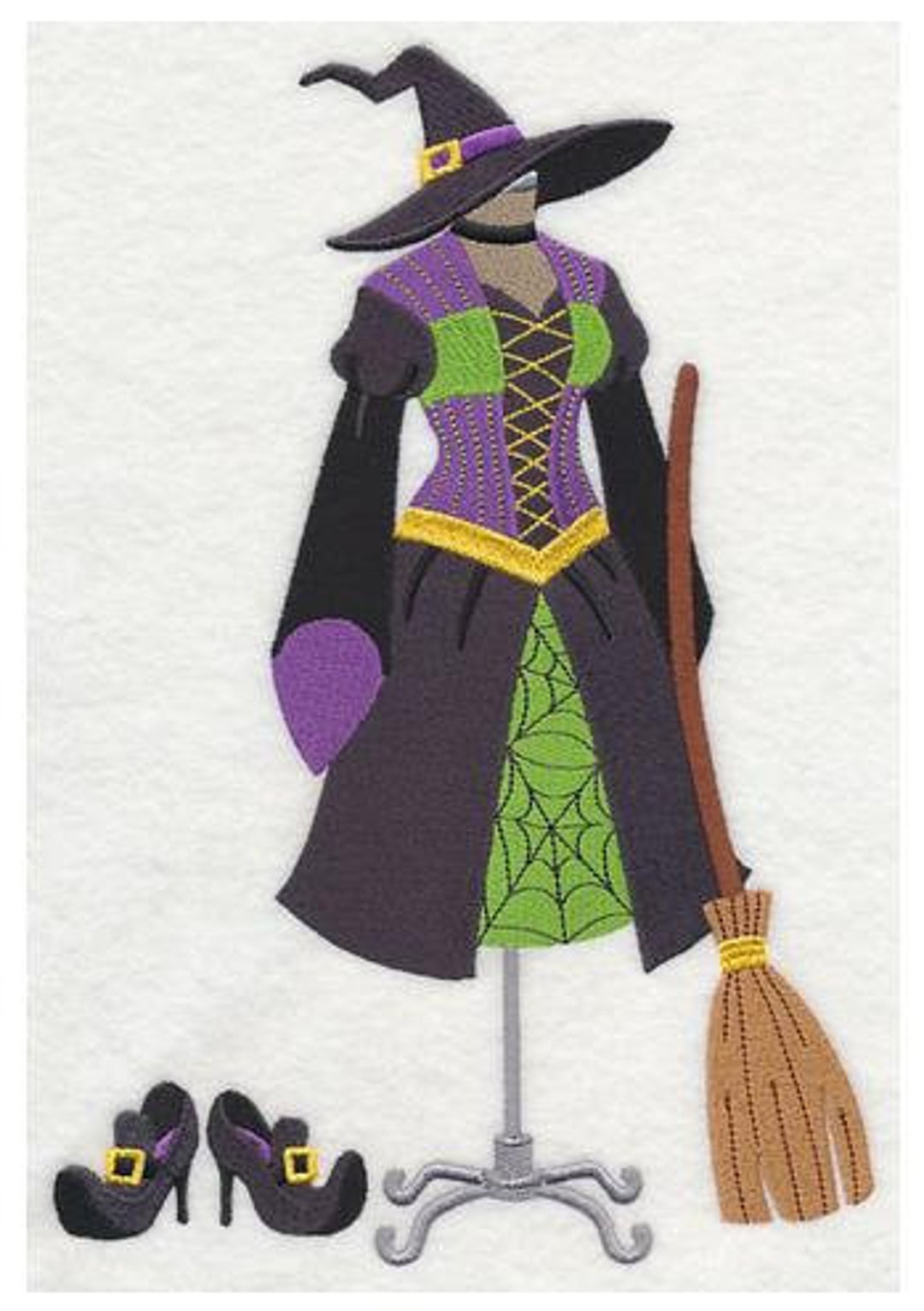 WITCH COSTUME and DRESS Form - Machine Embroidered Quilt Block (azeb ...