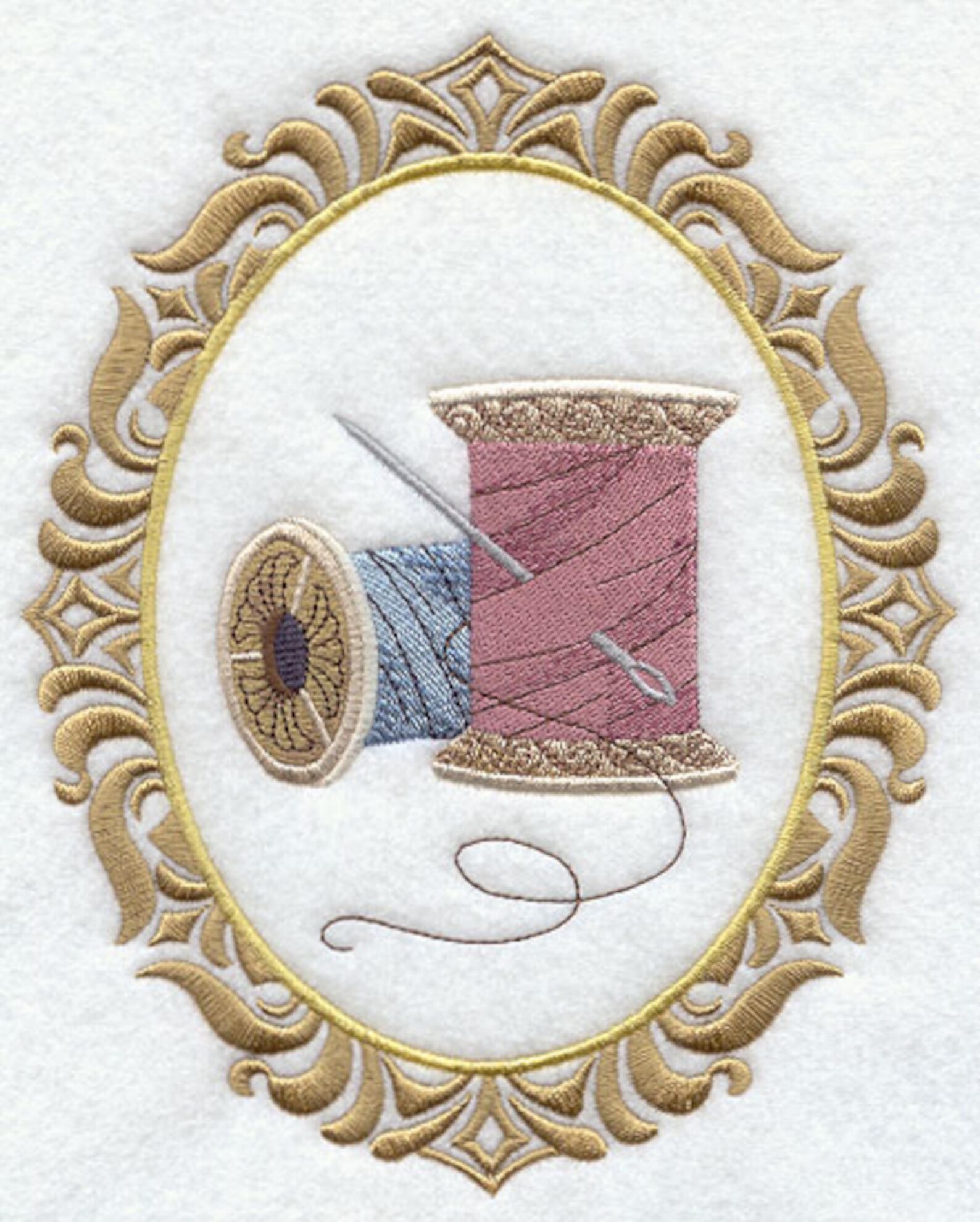 CRAFTY CAMEO - NEEDLE & Thread- Machine Embroidered Quilt Block (azeb ...