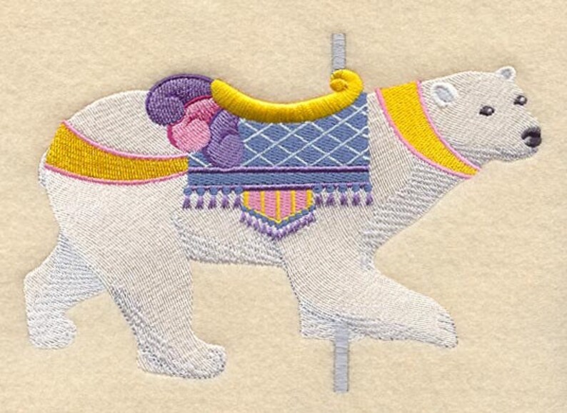 CAROUSEL POLAR BEAR Machine Embroidered Quilt Blocks AzEB | Etsy