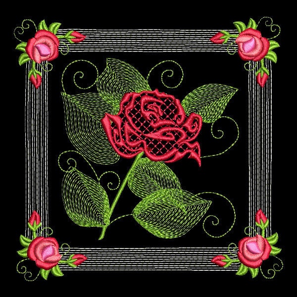 PRETTY ROSE BLOCKS 6inch 10 Machine Embroidery Designs - Etsy