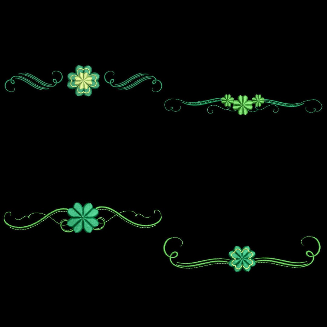 LUCKY BORDERS (4inch) - 10 Machine Embroidery Designs Instant Download ...