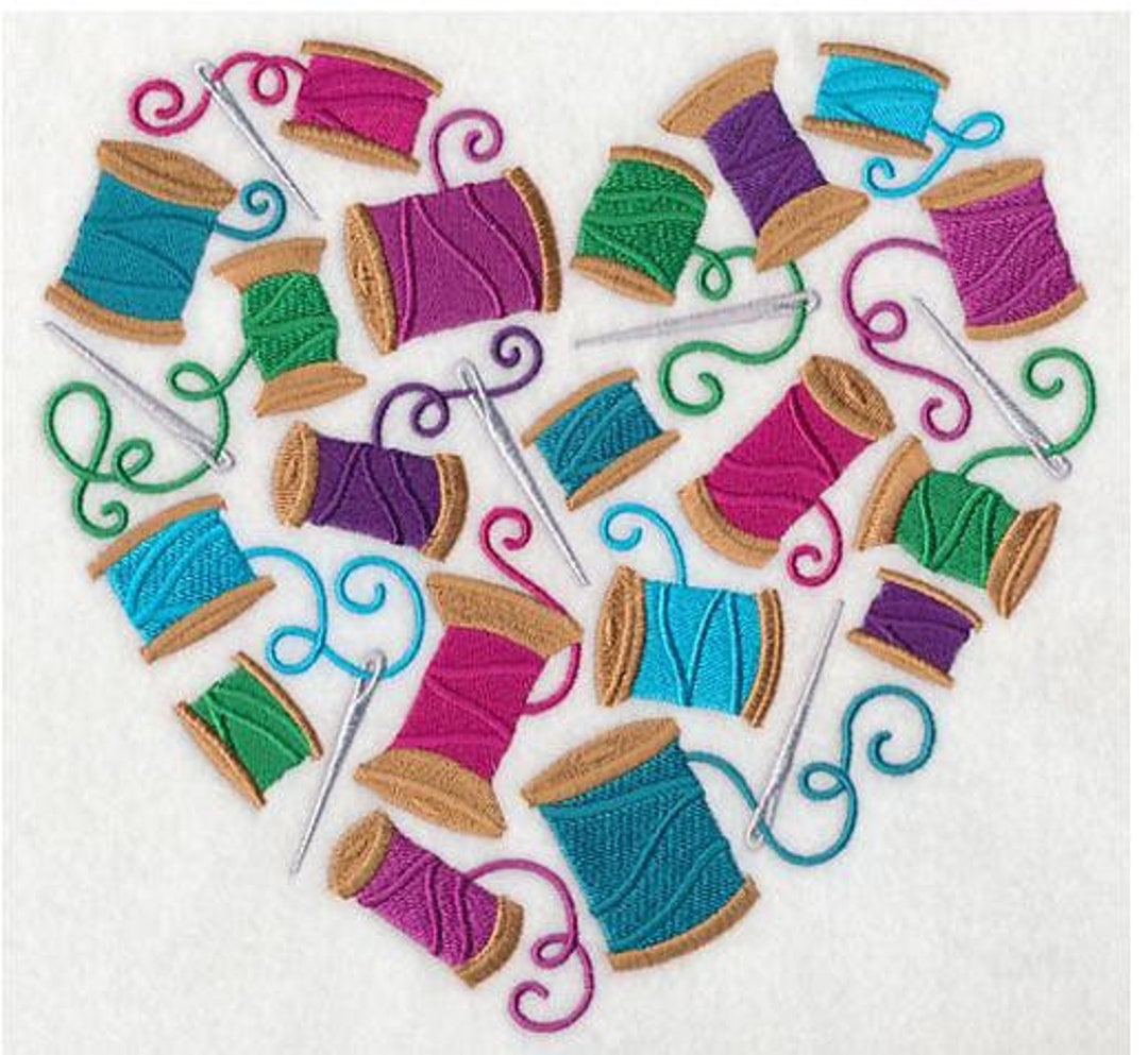 NEEDLE and THREAD HEART - Machine Embroidery Quilt Block (azeb) - Etsy