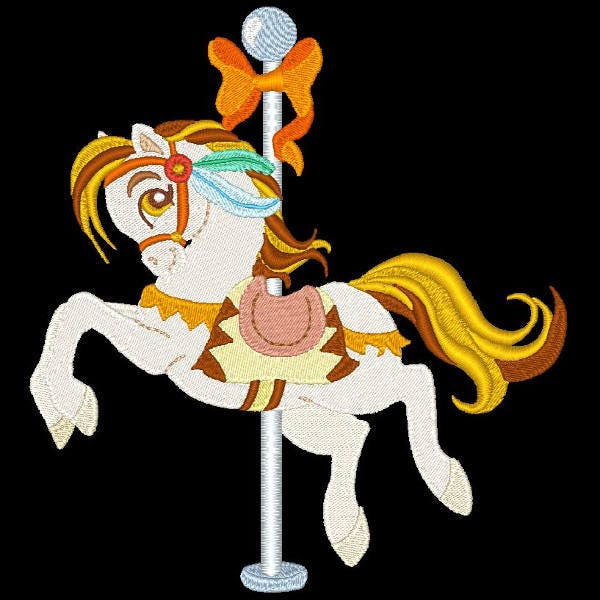 FANCY CAROUSEL HORSES 5inch 10 Machine Embroidery Designs | Etsy