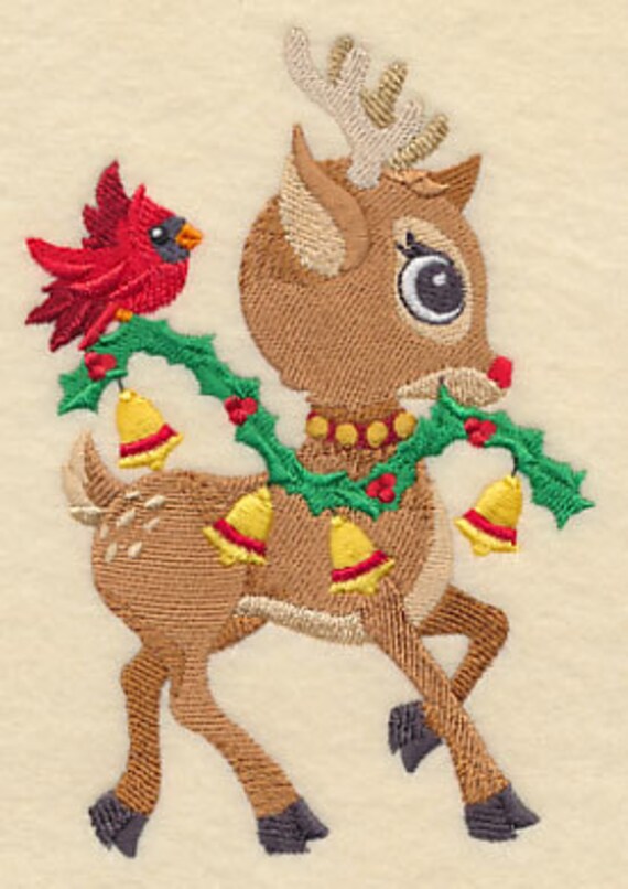 TRIM THE TREE Rudolph Machine Embroidery Quilt Block | Etsy