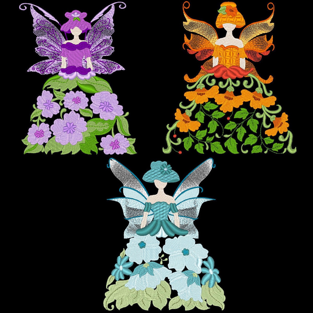 FLOWER FAIRIES (4inch) - 10 Machine Embroidery Designs Instant Download ...