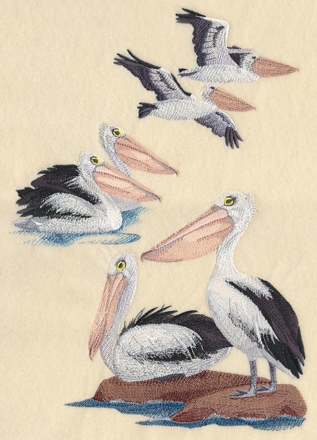 AUSTRALIAN PELICAN COLLAGE - Machine Embroidered Quilt Block (azeb) - Etsy