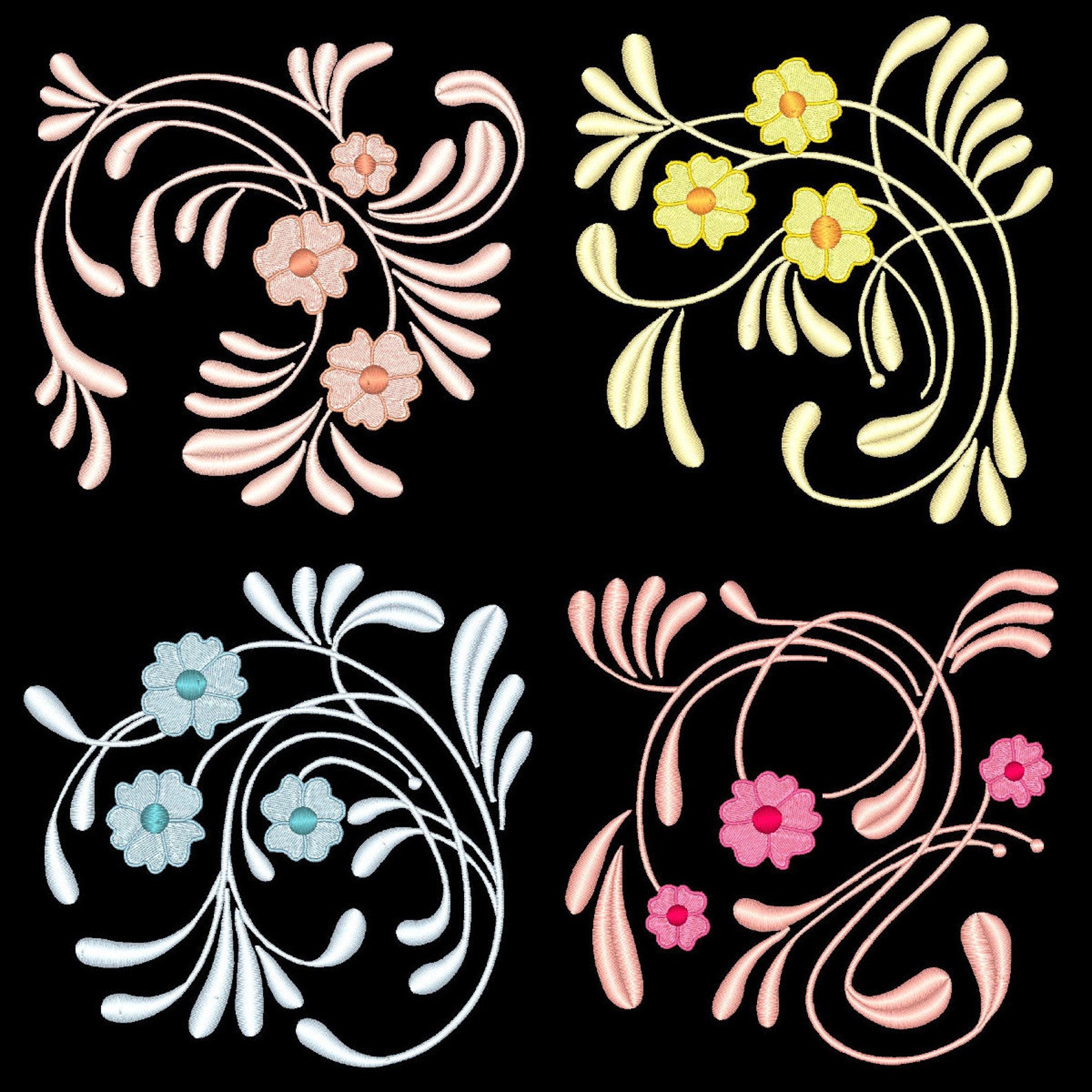 ART DECO FLOWERS 4inch 12 Machine Embroidery Designs - Etsy