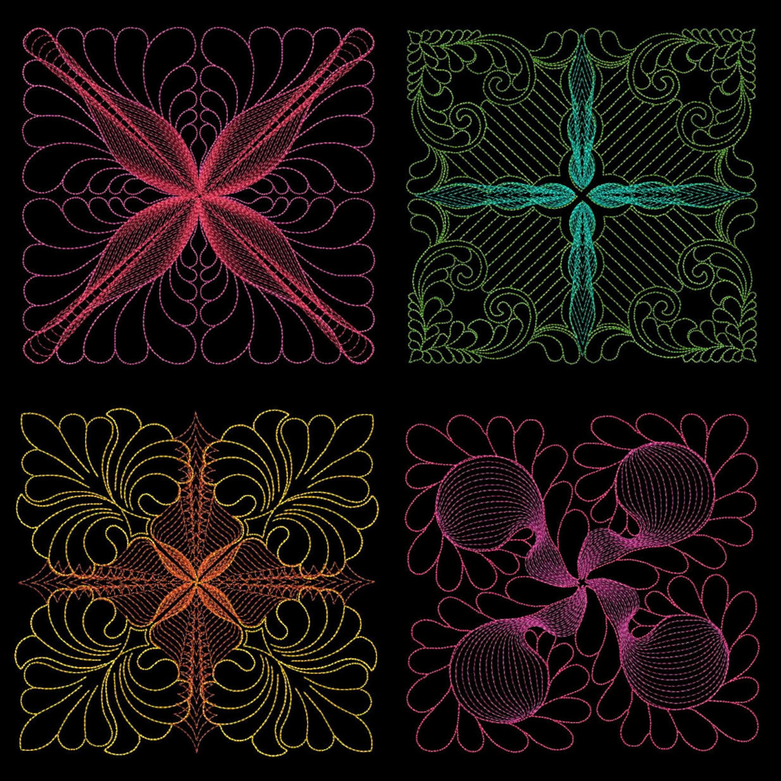 RIPPLE FEATHER QUILT Block 4inch 10 Machine Embroidery - Etsy