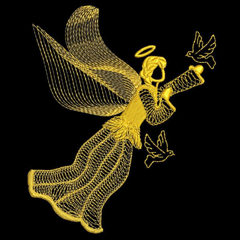GOLDEN ANGELS (4inch) - 10 Machine Embroidery Designs Instant Download ...