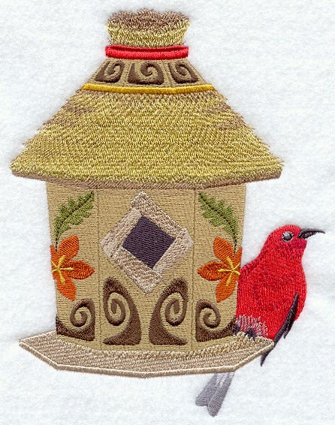 TIKI BIRDHOUSE With APAPANE - Machine Embroidery Quilt Block (azeb) - Etsy