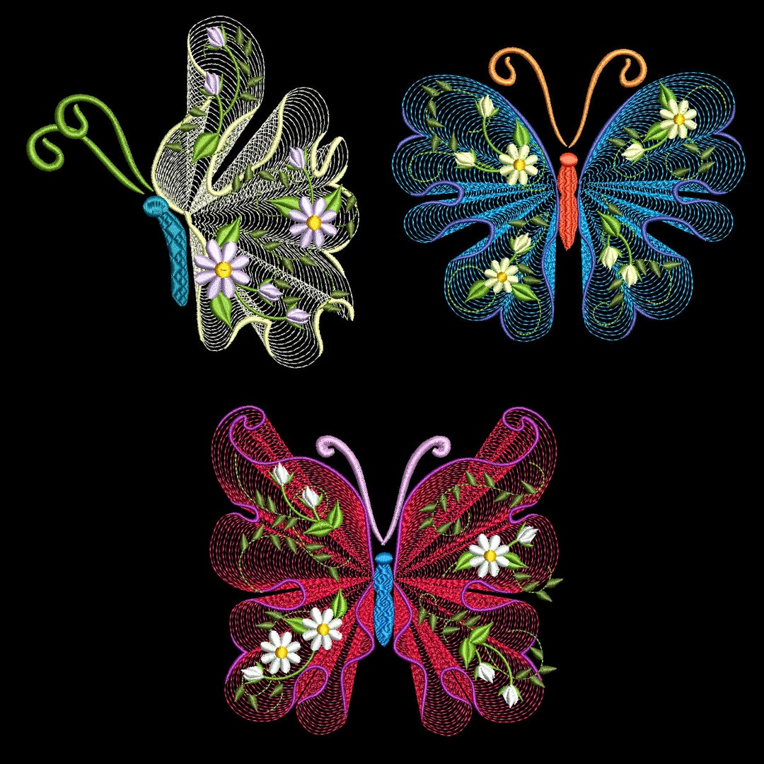 FLUTTERBY LUV #2 (5 Inch)- 10 Machine Embroidery Designs Instant ...