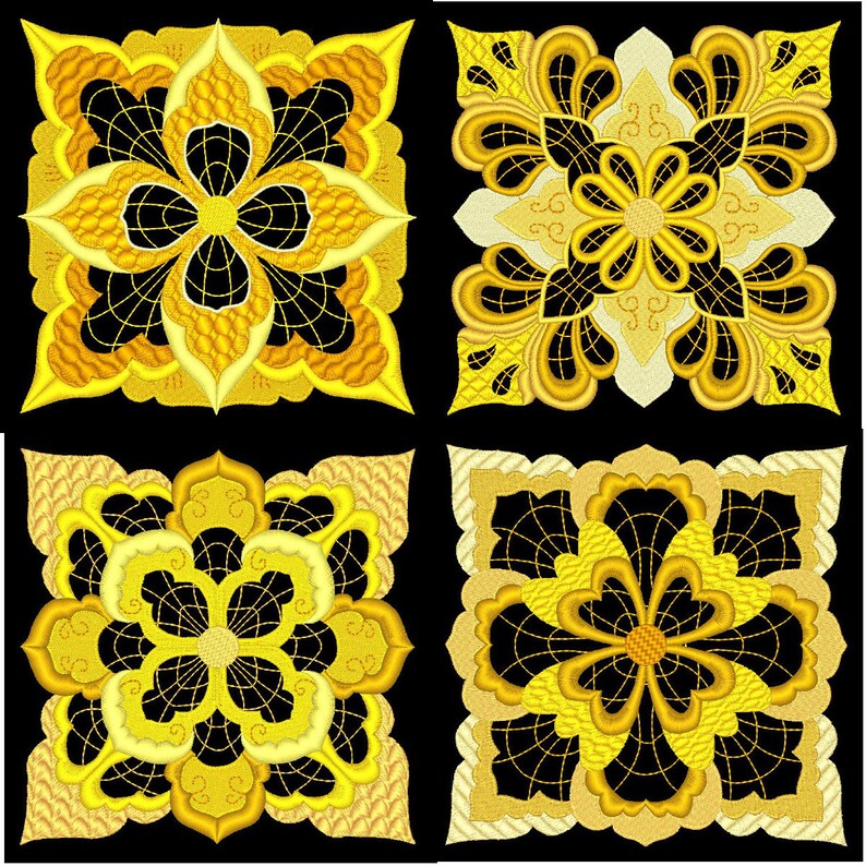 GORGEOUS GOLD BLOCKS 4inch 12 Machine Embroidery Designs - Etsy