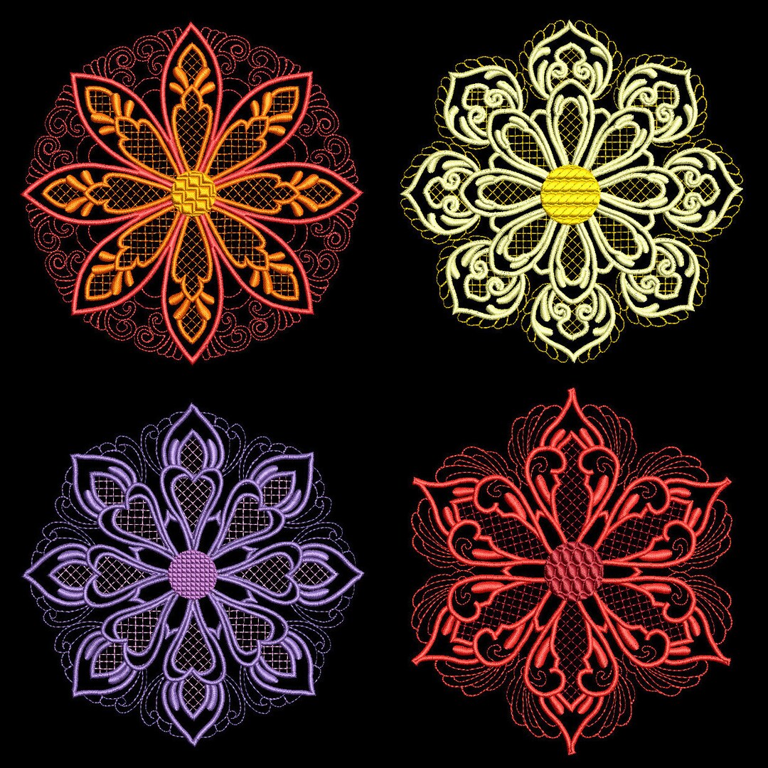 BLOOMING MEDALLIONS (5inch) - 12 Machine Embroidery Designs Instant ...