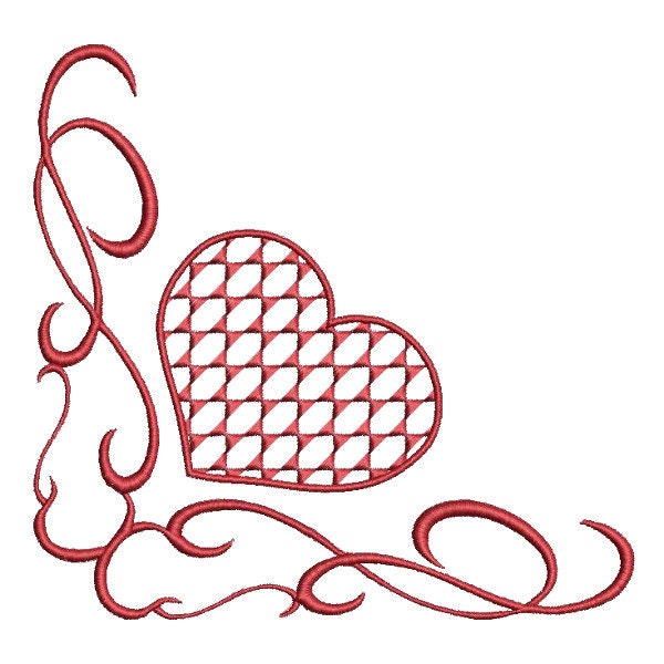 HEART CORNERS 4inch 10 Machine Embroidery Designs Instant | Etsy