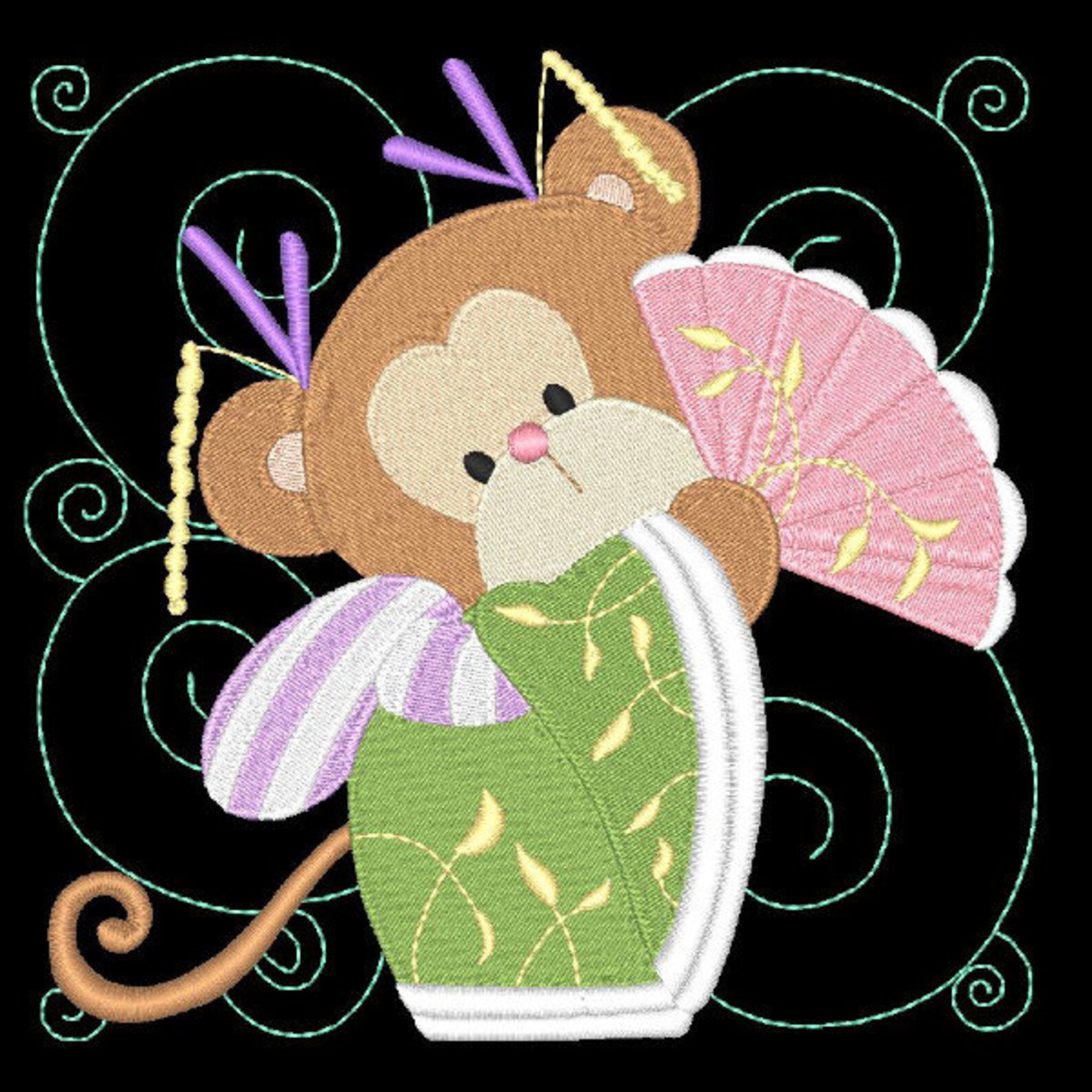 GEISHA ANIMALS 4inch 12 Machine Embroidery Designs Instant | Etsy