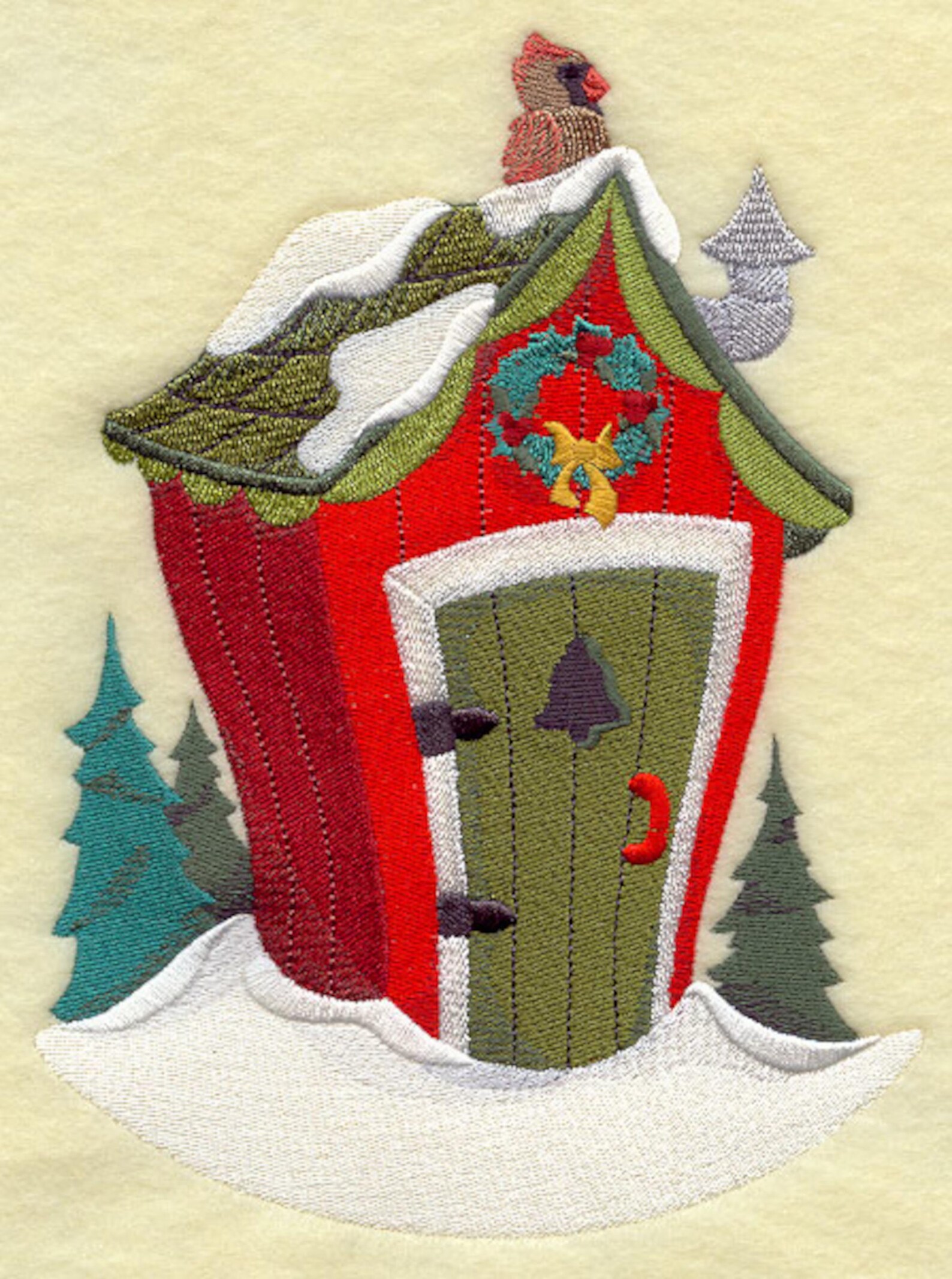 CHRISTMAS OUTHOUSE for Mrs CLAUS- Machine Embroidered Quilt Blocks ...