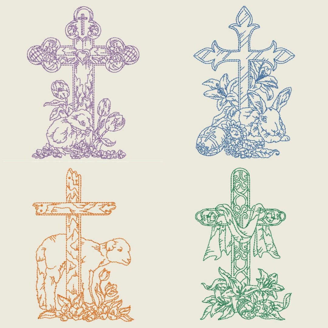 EASTER CROSSES (4inch) - 10 Machine Embroidery Designs Instant Download ...